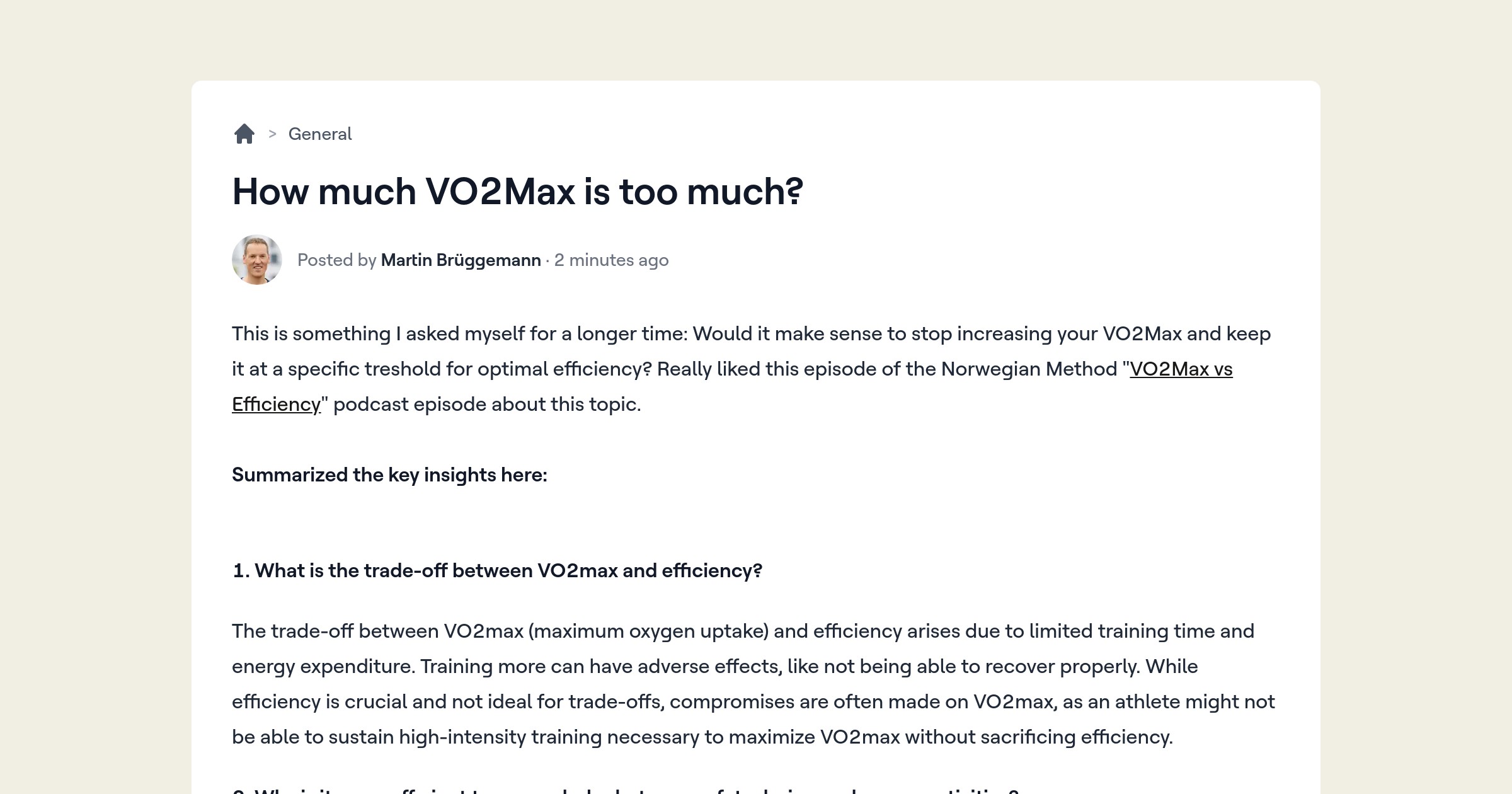 How much VO2Max is too mu… | General | New Zapiens Community